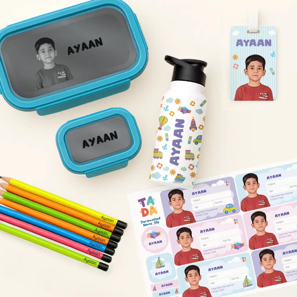 Tada Back to School Combo – Personalised Lunch Box, Bottle & Name ...